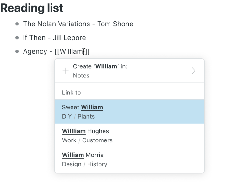 Design Feedback: Creating new pages via [[ – Workflowy