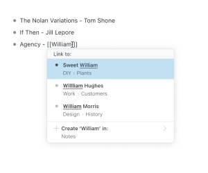 Updated design for creating new pages via [[ – Workflowy
